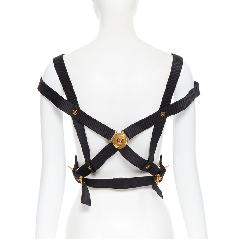 new VERSACE Tribute Icon black 100% silk gold Medusa buckle Miss S&M ...
