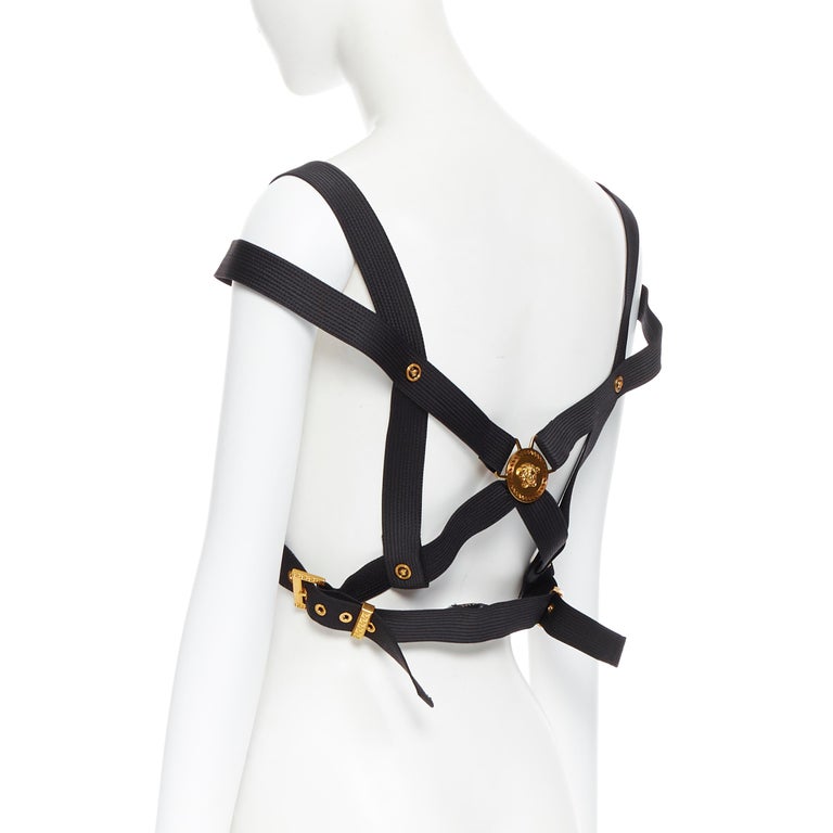 new VERSACE Tribute Icon black 100% silk gold Medusa buckle Miss S&M ...