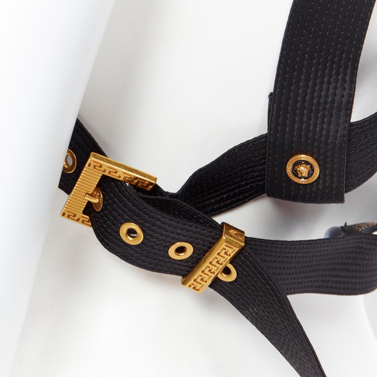 new VERSACE Tribute Icon black 100% silk gold Medusa buckle Miss S&M ...