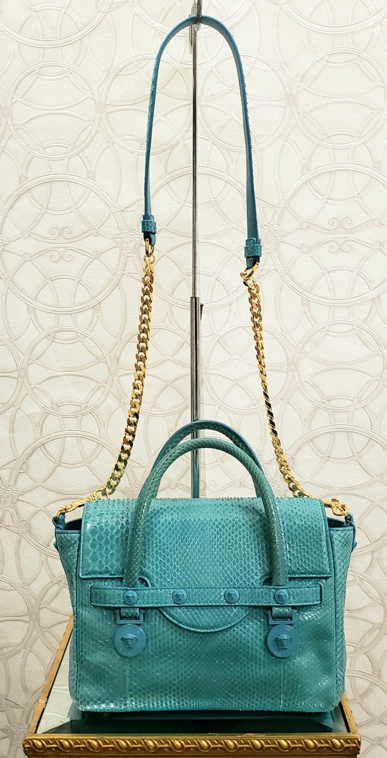 New VERSACE TURQUOISE PYTHON LEATHER BAG at 1stDibs | versace python bag