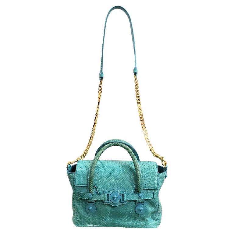New VERSACE TURQUOISE PYTHON LEATHER BAG at 1stDibs | versace python bag