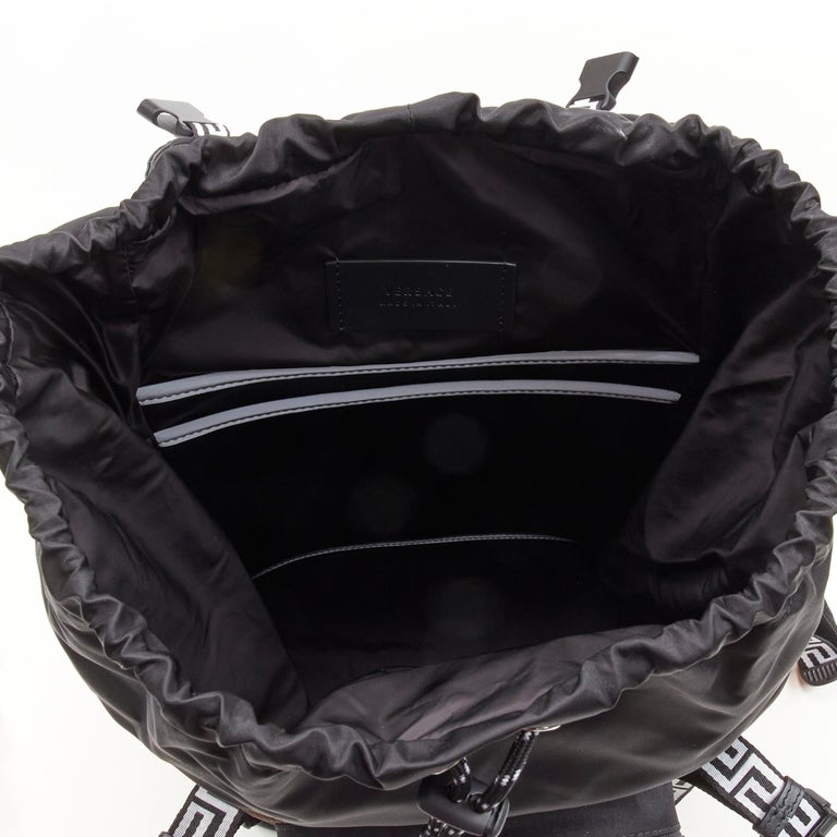 new VERSACE V Code Gianni Signature black orange nylon Greca backpack ...