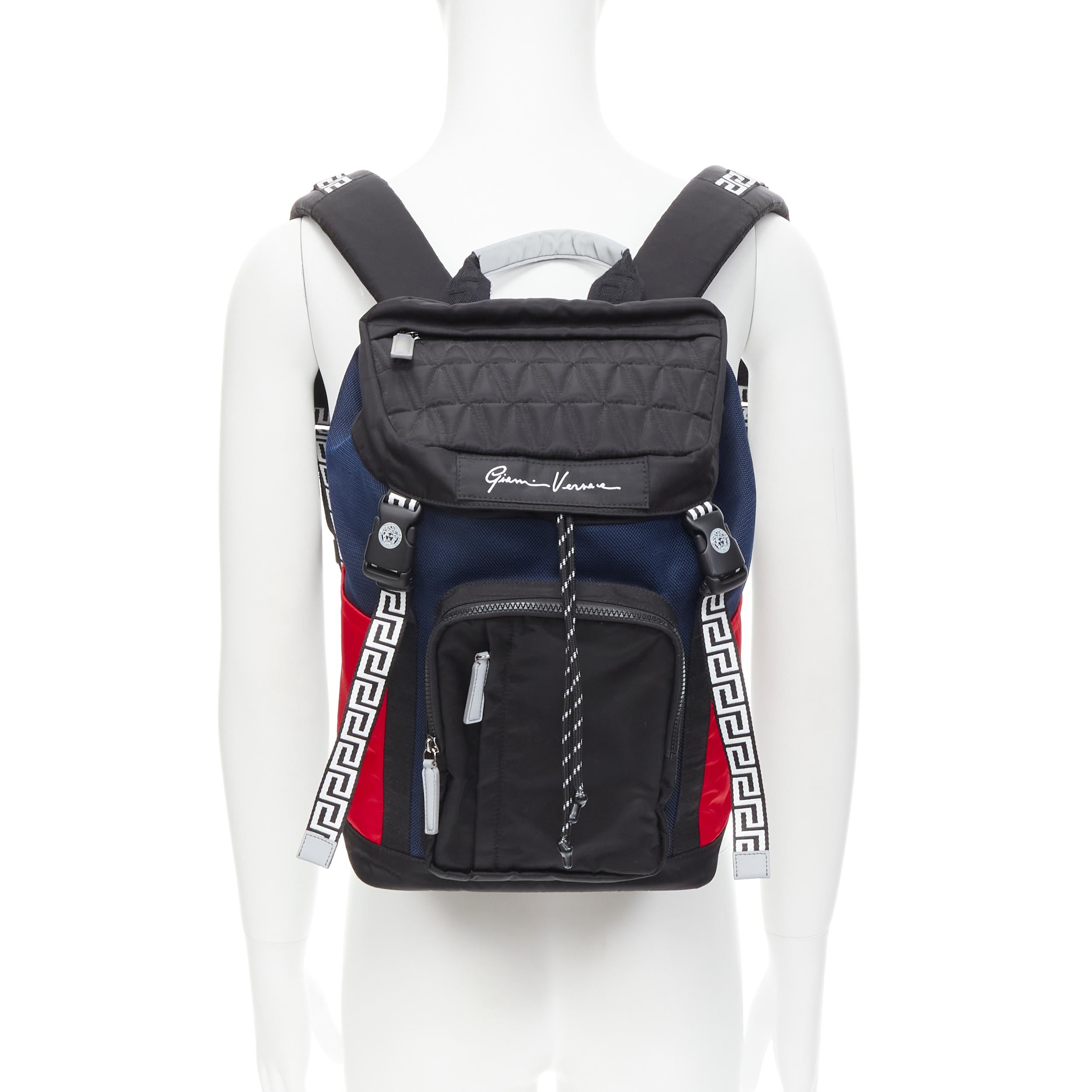 new VERSACE V Code Gianni Signature black red nylon Greca backpack at ...