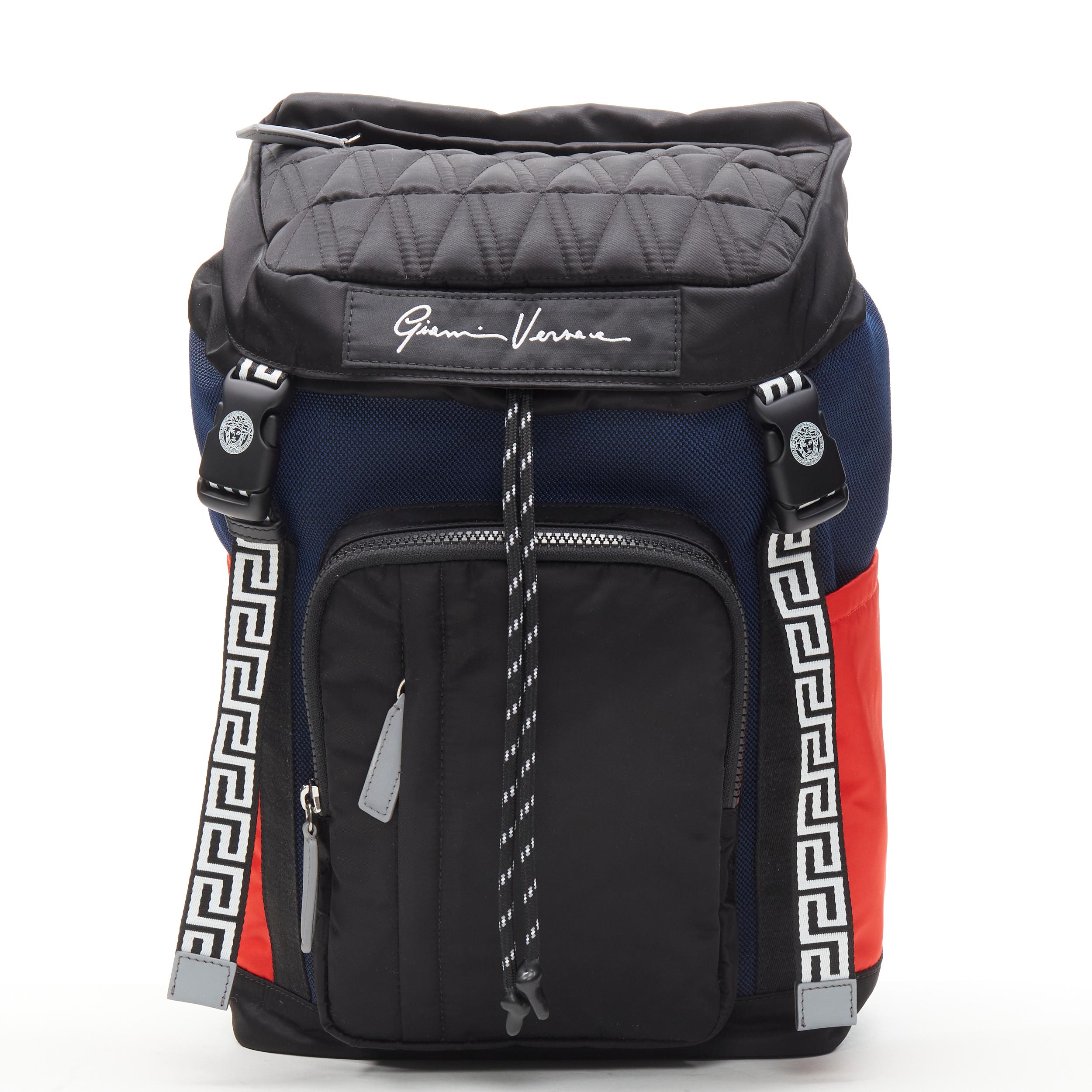 new VERSACE V Code Gianni Signature black red nylon Greca backpack at ...