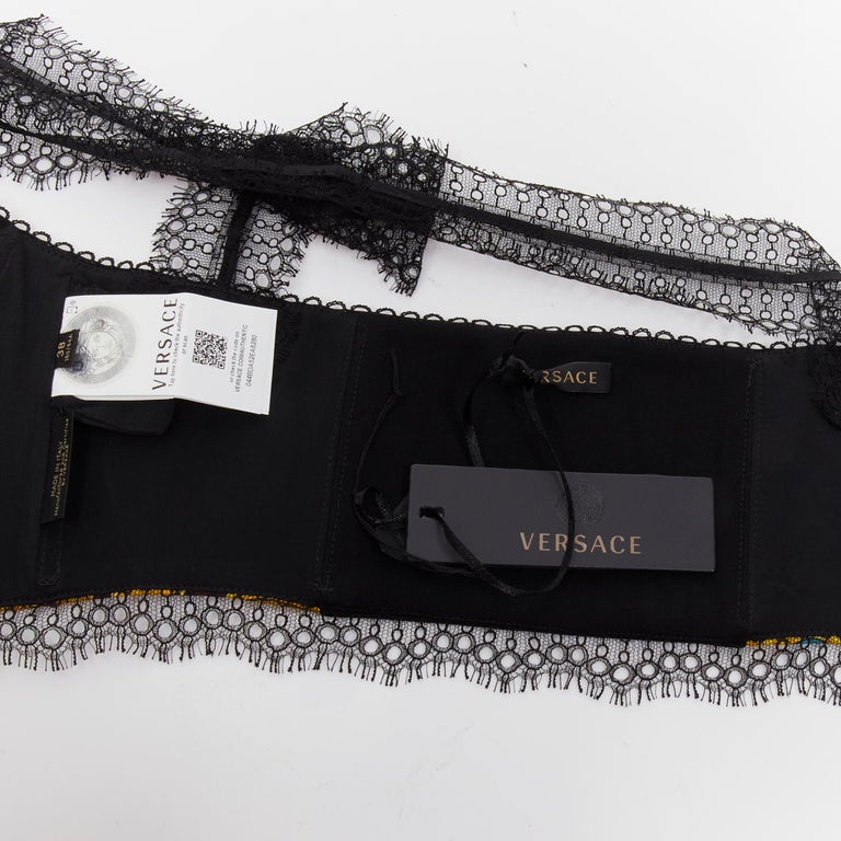 new VERSACE Voyaga Barocco print lace bustier bra top Kylie Jenner IT38 ...