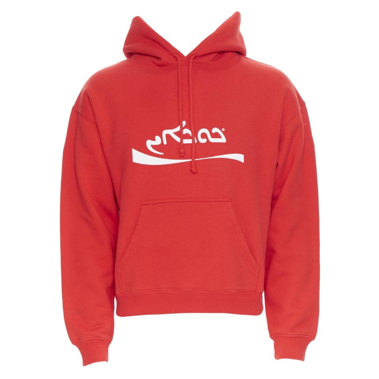 new VETEMENTS AW20 Big Cocaine red arabic Coke logo cropped hoodie ...