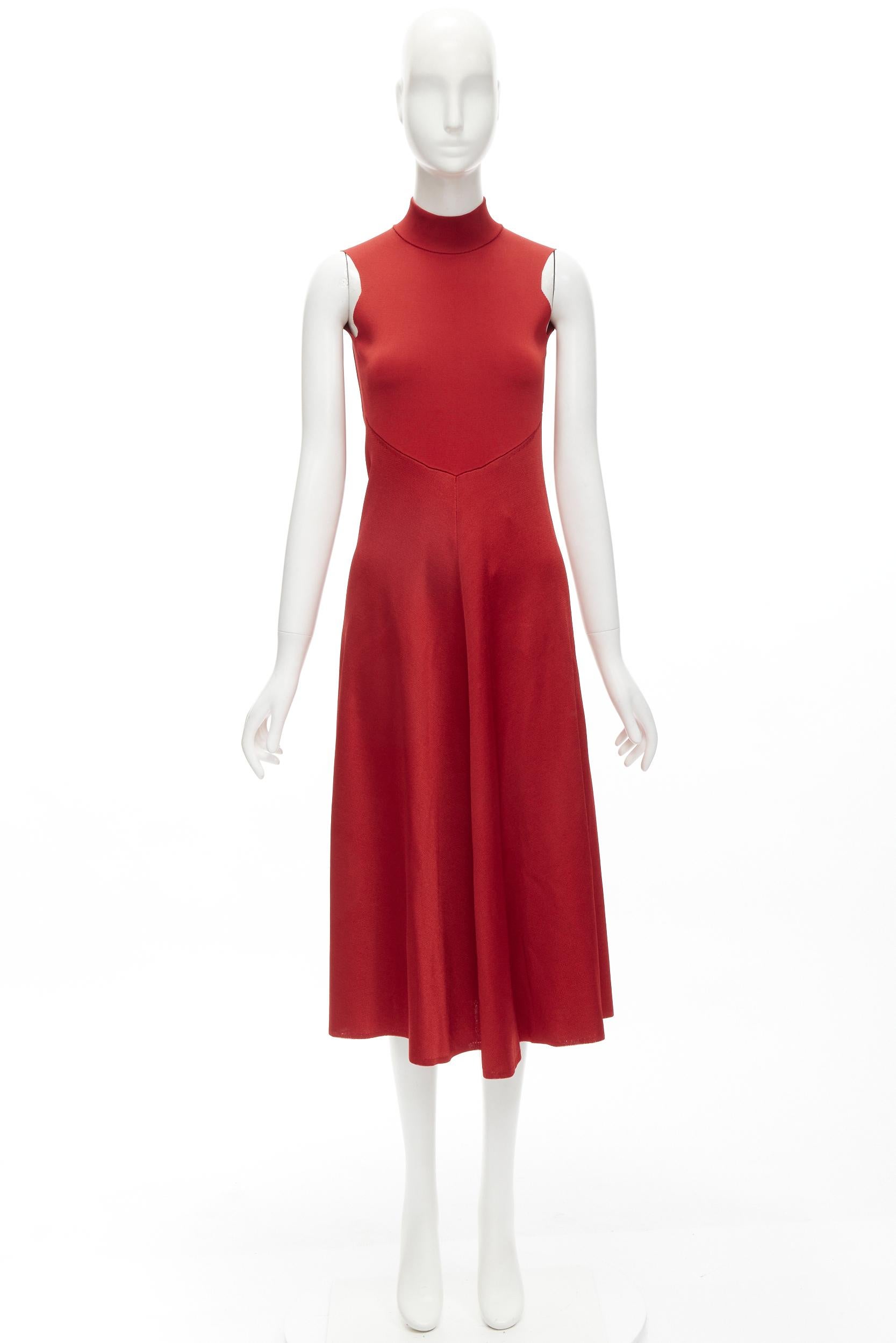 new VICTORIA BECKHAM red draped open back turtleneck midi dress S at ...