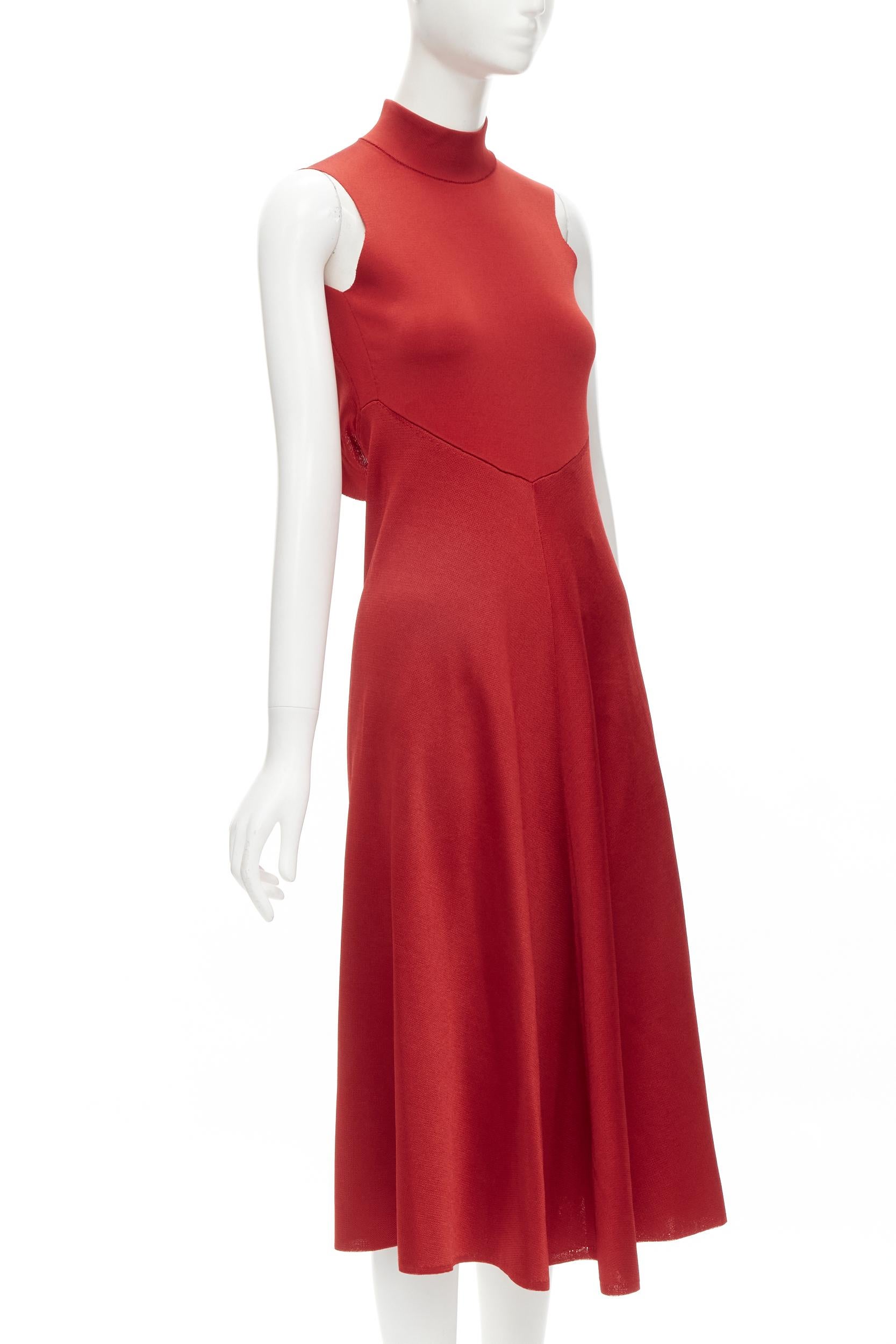 new VICTORIA BECKHAM red draped open back turtleneck midi dress S at ...