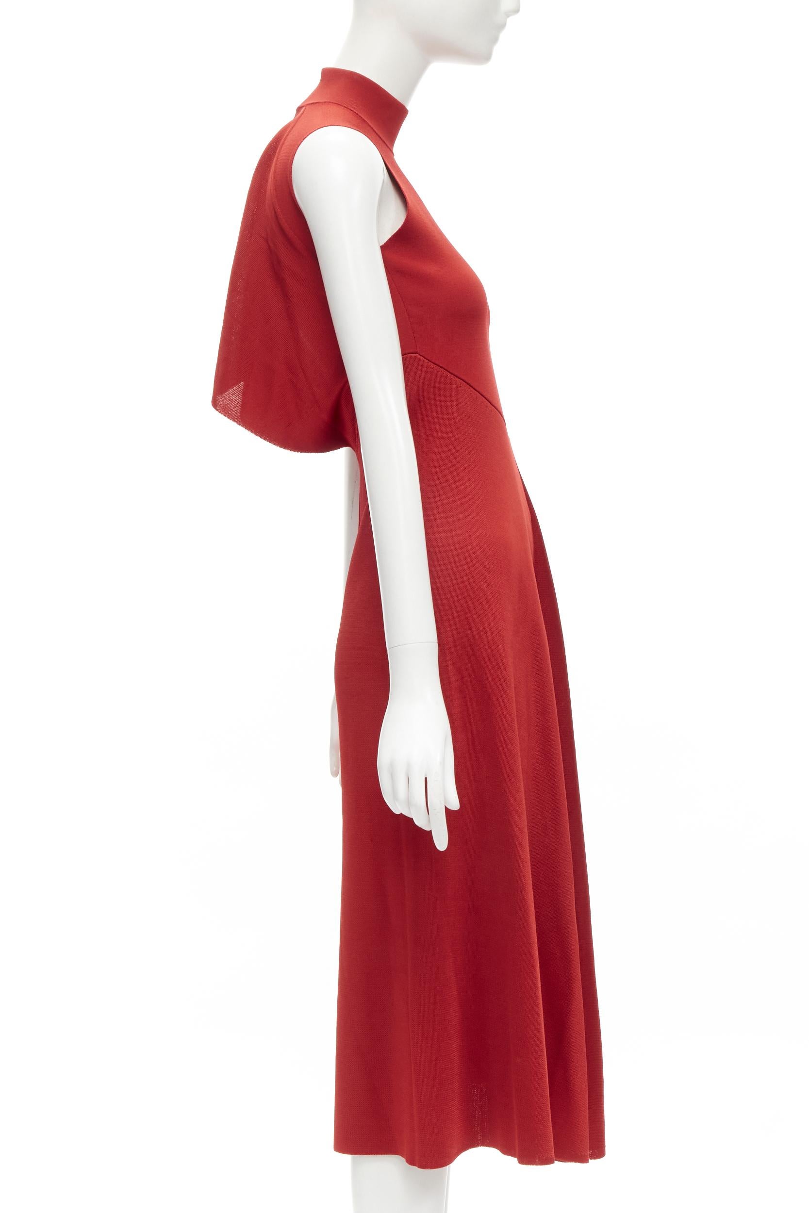 new VICTORIA BECKHAM red draped open back turtleneck midi dress S at ...
