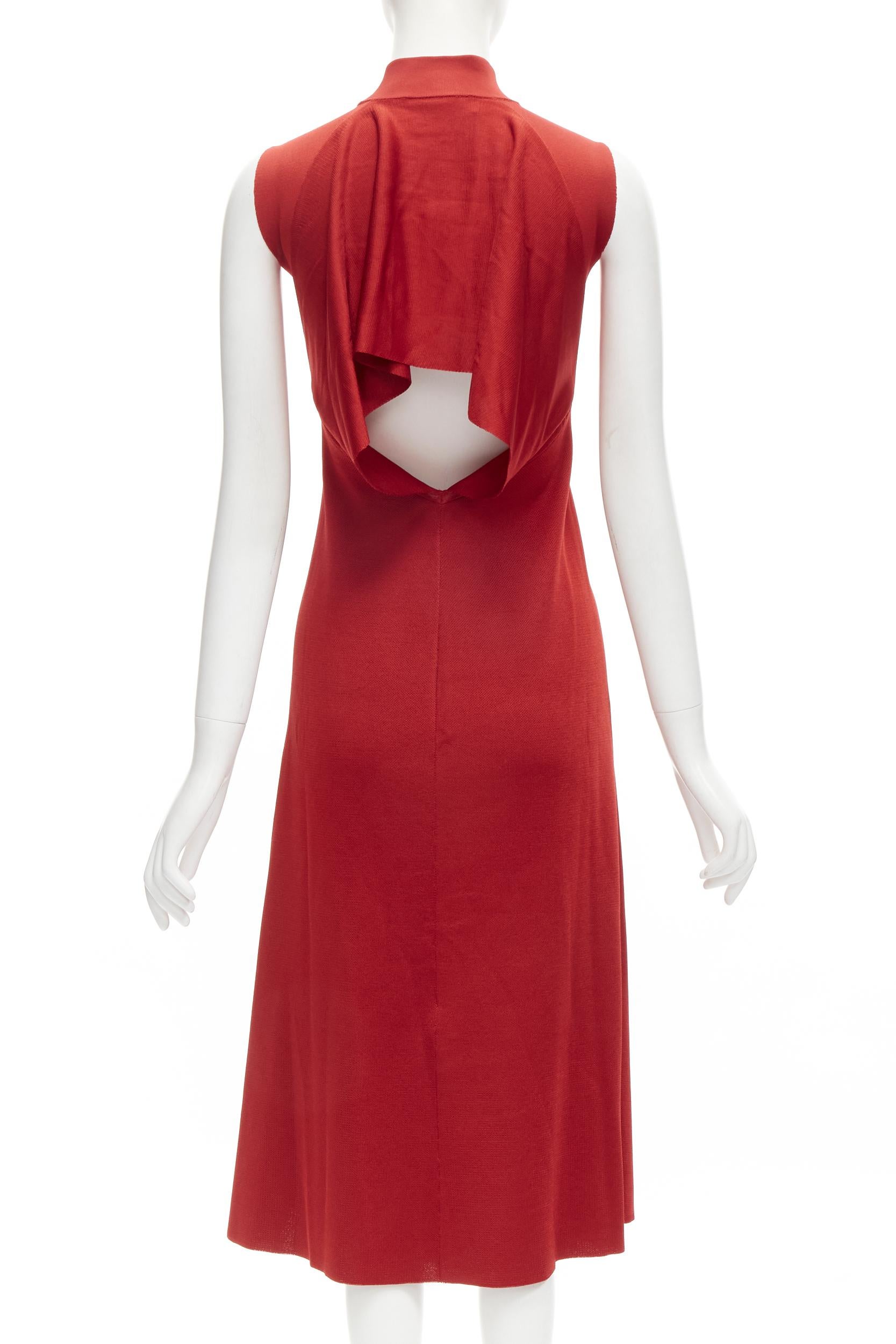 new VICTORIA BECKHAM red draped open back turtleneck midi dress S at ...