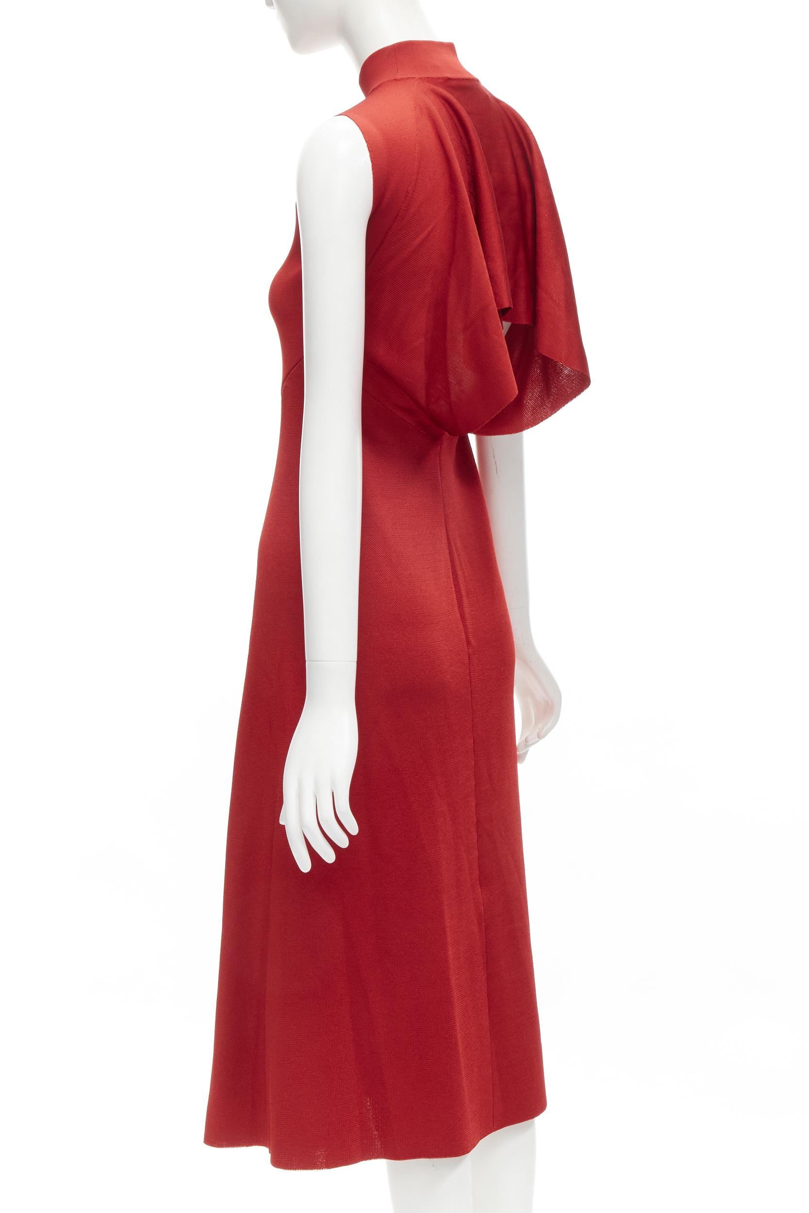 new VICTORIA BECKHAM red draped open back turtleneck midi dress S at ...