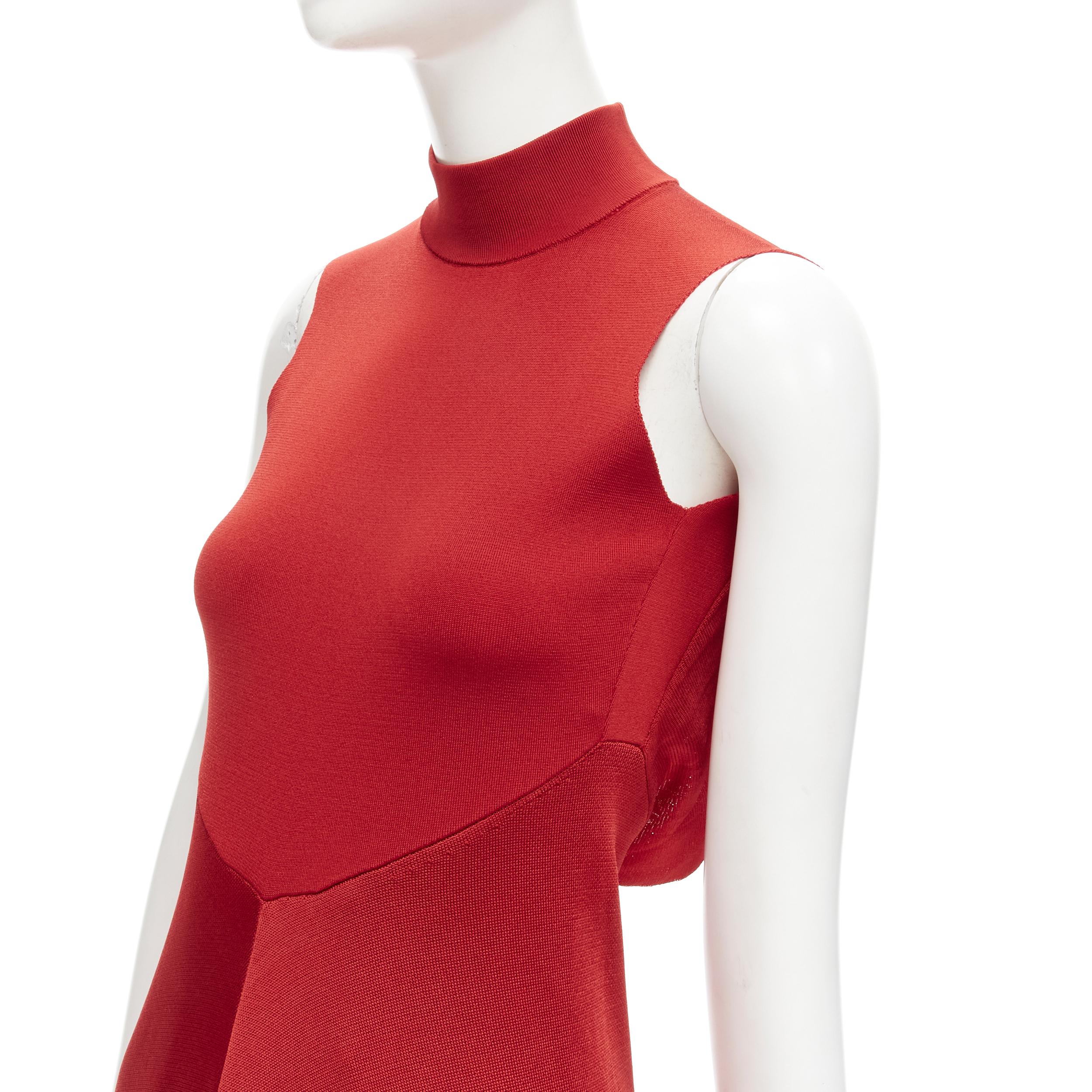 new VICTORIA BECKHAM red draped open back turtleneck midi dress S at ...