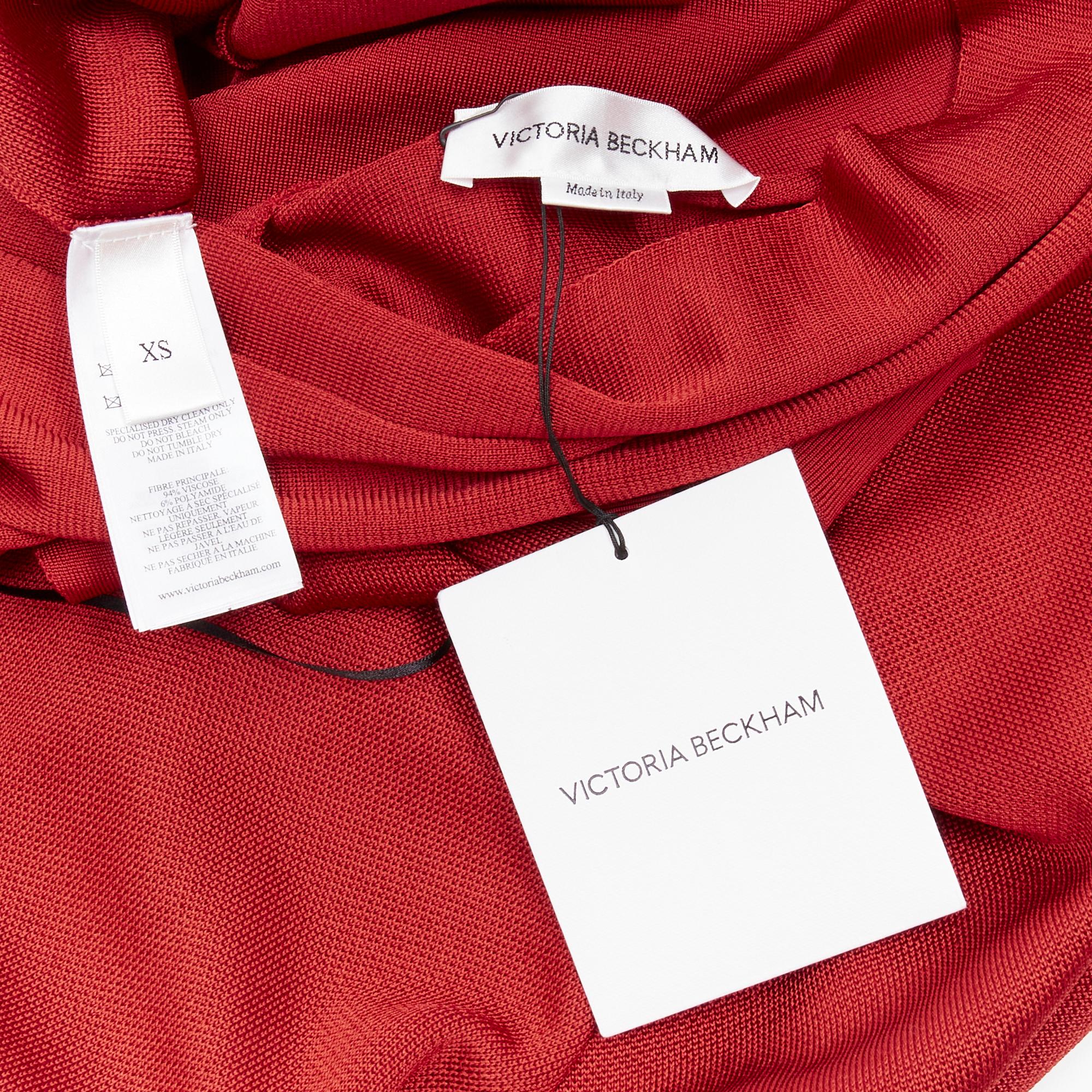 new VICTORIA BECKHAM red draped open back turtleneck midi dress S at ...