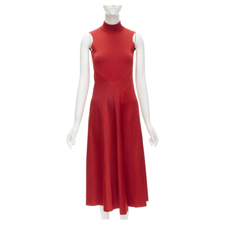 new VICTORIA BECKHAM red draped open back turtleneck midi dress S For ...