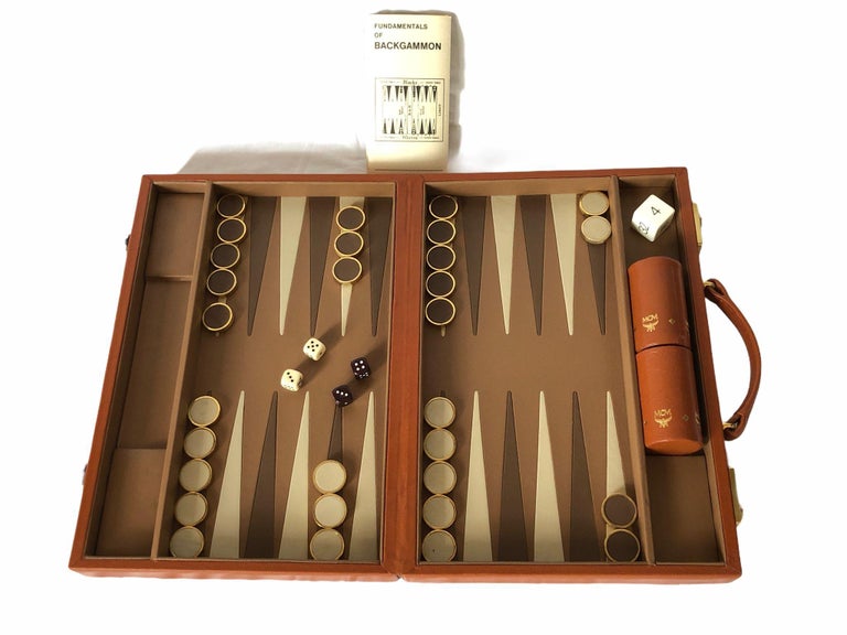 New Vintage 1980 Backgammon MCM Handmade Soft Leather Full Set at 1stDibs