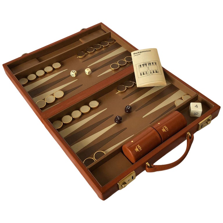 New Vintage 1980 Backgammon MCM Handmade Soft Leather Full Set at 1stDibs
