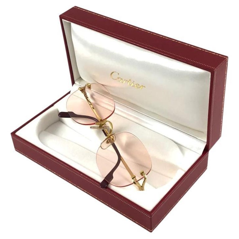 New Vintage Cartier Serrano Gold Plated Rimless Gradient Lens France ...