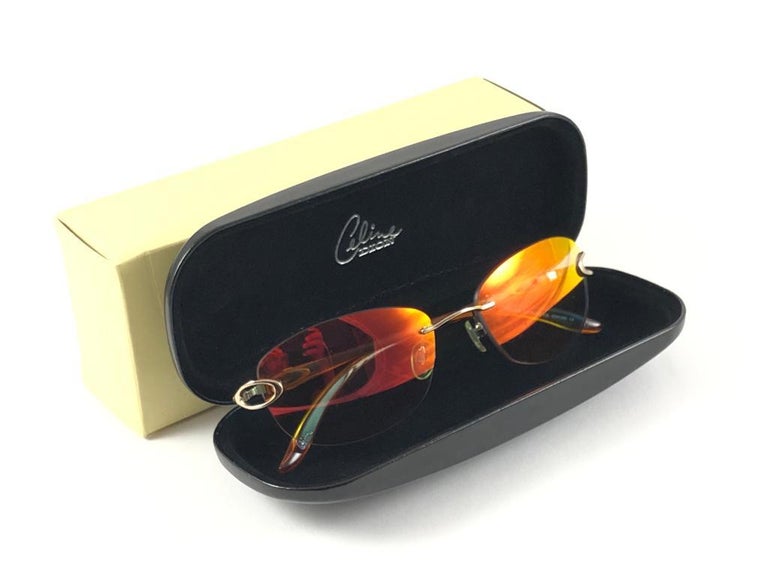 New Vintage Celine Dion Rimless Iridescent Lenses Sunglasses Y2k For