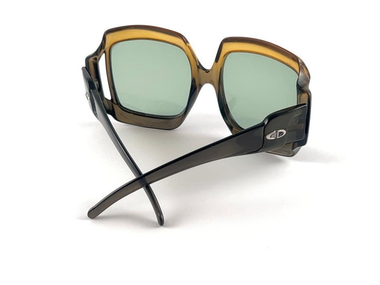 New Vintage Christian Dior D07 Green and Amber 1970's Optyl Sunglasses ...