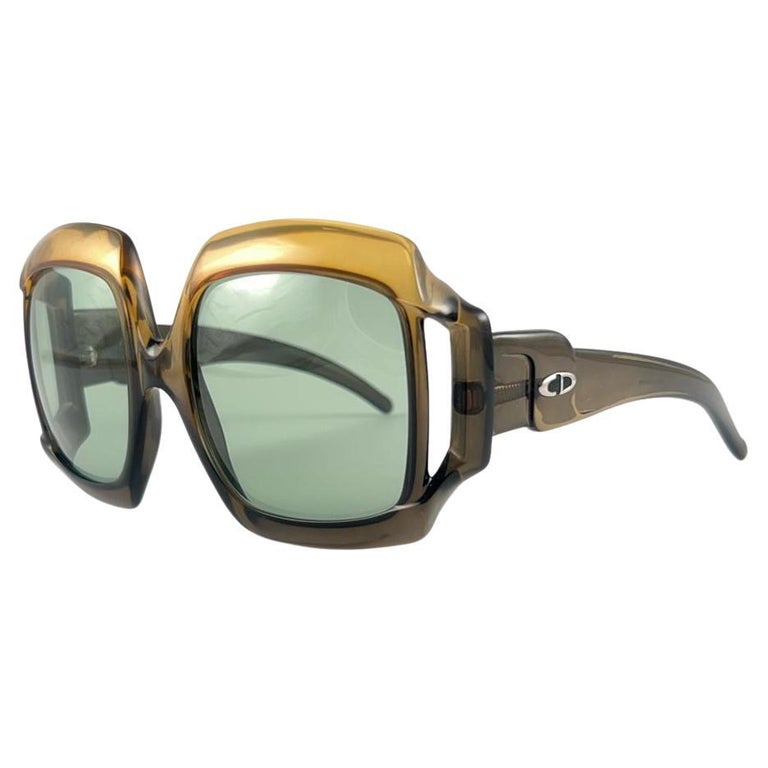 New Vintage Christian Dior D07 Green and Amber 1970's Optyl Sunglasses ...