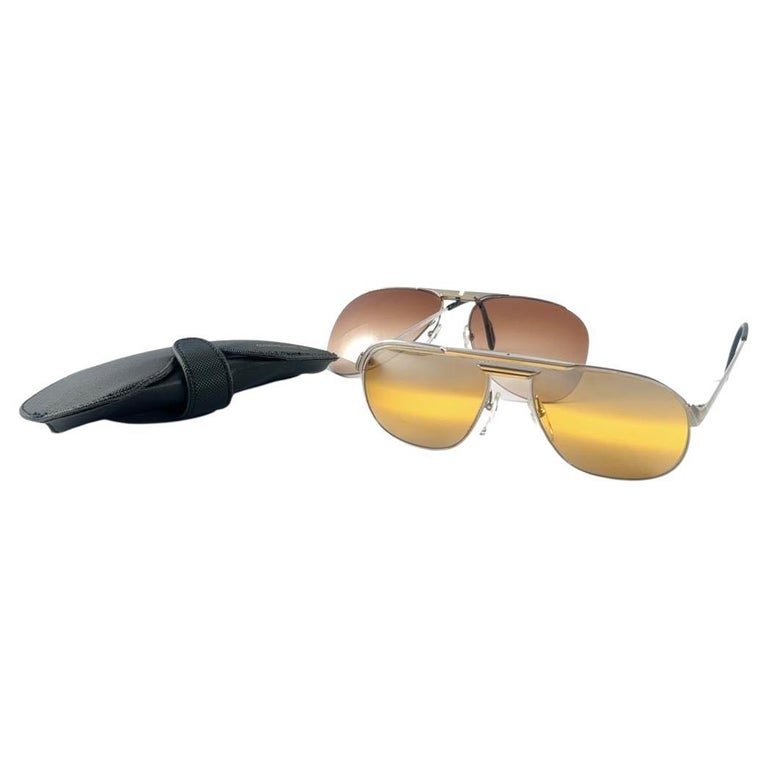 New Vintage Essilor " S " Gold Double Mirror Clip On 1970's Sunglasses ...