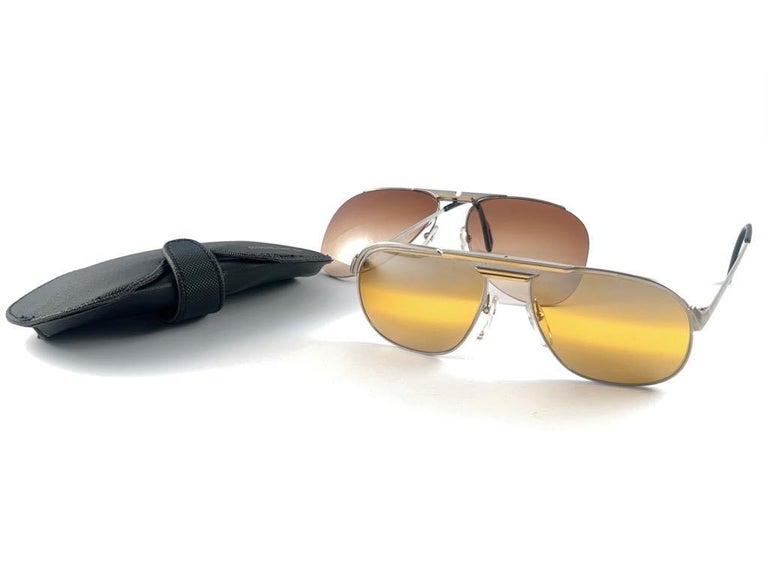 New Vintage Essilor " S " Gold Double Mirror Clip On 1970's Sunglasses ...