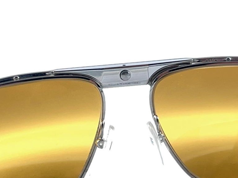 New Vintage Essilor " S " Gold Double Mirror Clip On 1970's Sunglasses ...