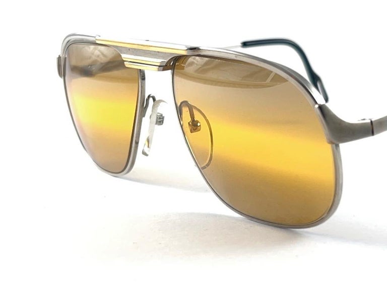 New Vintage Essilor " S " Gold Double Mirror Clip On 1970's Sunglasses ...