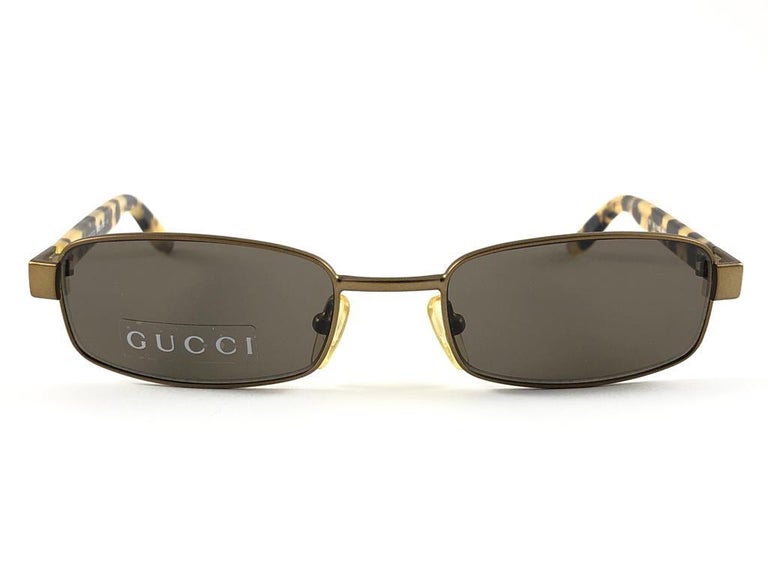 New Vintage Gucci 1638/S Ocher Rectangular Frame Sunglasses 1990's ...