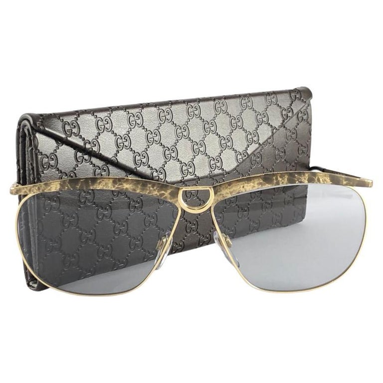 New Vintage Gucci 2217 Marbled and Gold Frame Sunglasses 1980's Made in ...