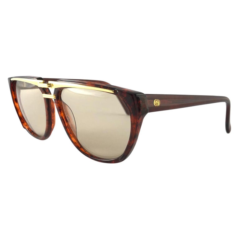 New Vintage Gucci 2321 Tortoise and Gold Accents Sunglasses 1980's Made ...