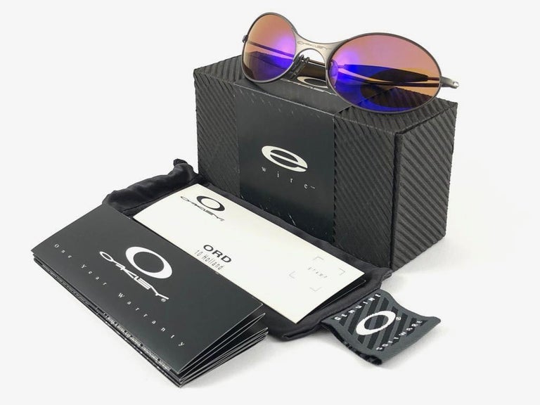 New Vintage Oakley E Wire Black Red Iridium Lens 2001 Sunglasses For ...