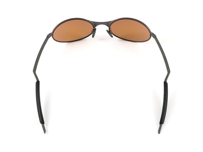 New Vintage Oakley E Wire Black Red Iridium Lens 2001 Sunglasses For ...