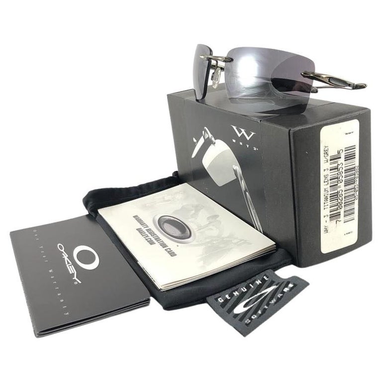 New Vintage Oakley Why 3 Titanium Rimless Black Iridium Lens 2001 ...