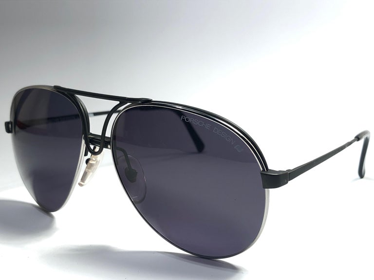 New Vintage Porsche Design 56 Silver Oversized Aviator Sunglasses ...
