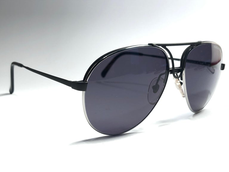 New Vintage Porsche Design 56 Silver Oversized Aviator Sunglasses ...