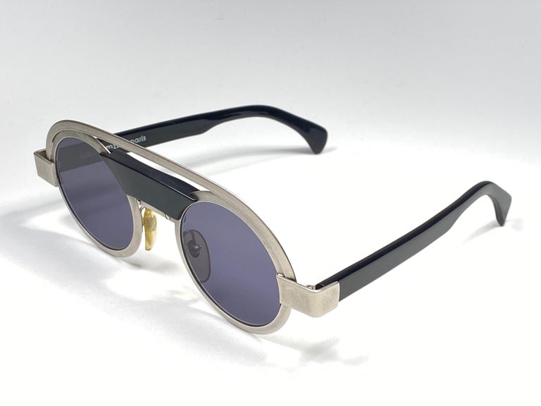 New Vintage Rare Alain Mikli 639 Black Round Aluminium France ...