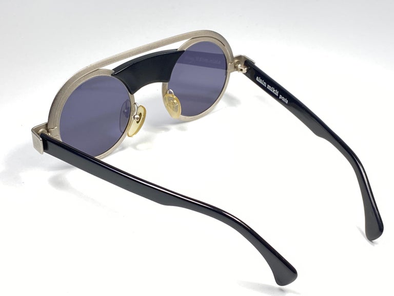 New Vintage Rare Alain Mikli 639 Black Round Aluminium France ...