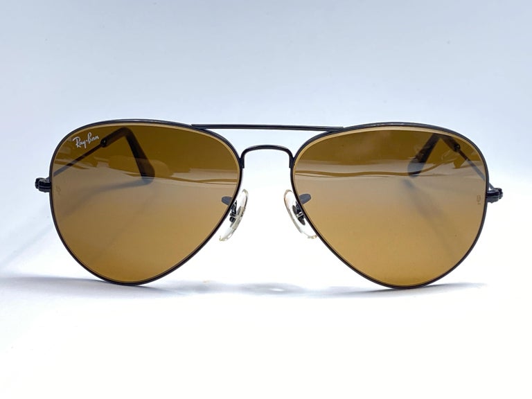 New Vintage Ray Ban Aviator 58Mm Black B15 TGM Lenses 1980's B&L ...