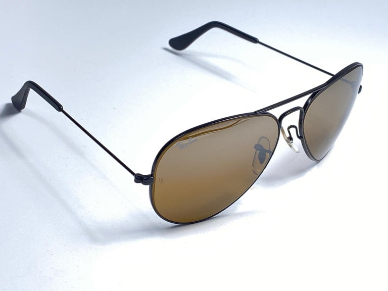 New Vintage Ray Ban Aviator 58Mm Black B15 TGM Lenses 1980's B&L ...