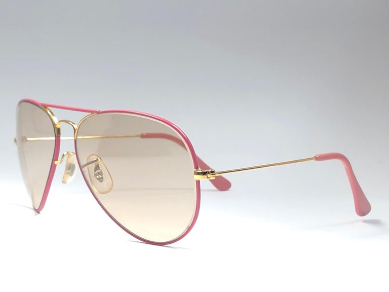 New Vintage Ray Ban Aviator Flying Colors Pink Rose Lenses B&L ...