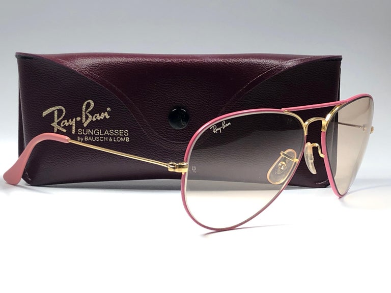 New Vintage Ray Ban Aviator Flying Colors Pink Rose Lenses B&L ...