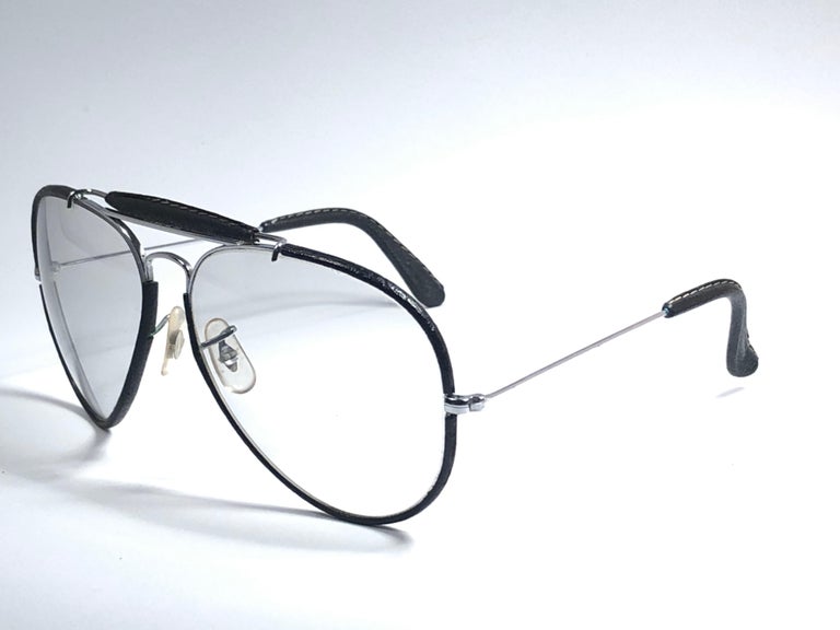 New Vintage Ray Ban Leathers Black Outdoorsman 62MM Changeable ...