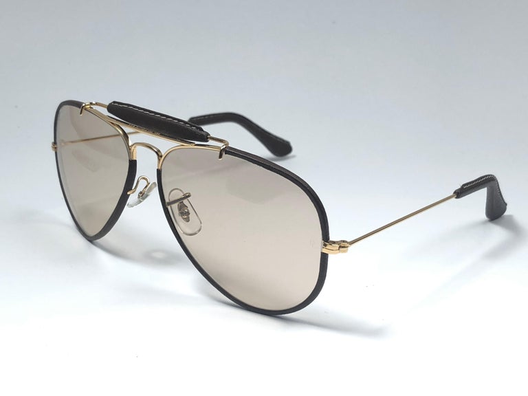 New Vintage Ray Ban Leathers Outdoorsman 58Mm Chocolate Changeable Sunglasses at 1stDibs