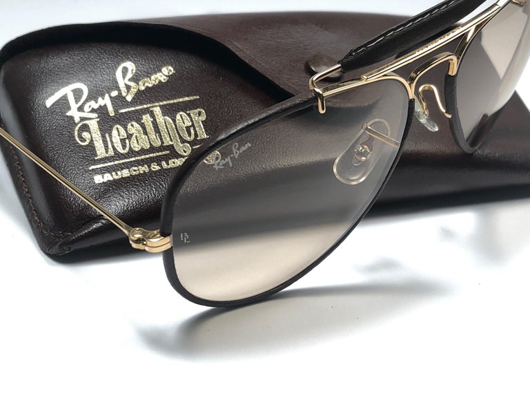 New Vintage Ray Ban Leathers Outdoorsman 58Mm Chocolate Changeable Sunglasses at 1stDibs