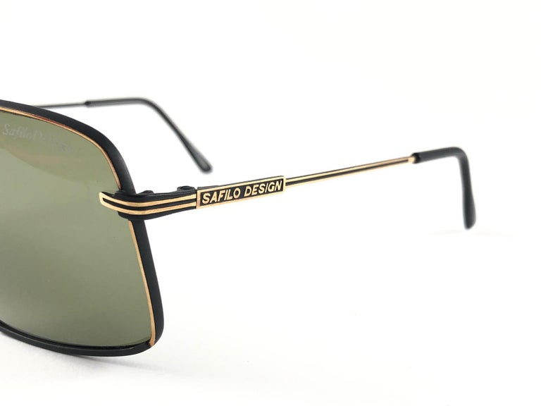 New Vintage Safilo Design 04 Black Mate Aviator 1980's Sunglasses Made ...