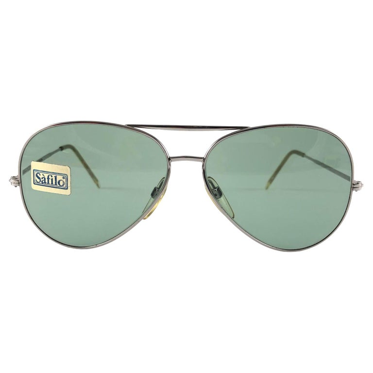 New Vintage Safilo Jet Silver Aviator Frame 1980's Sunglasses Made in ...