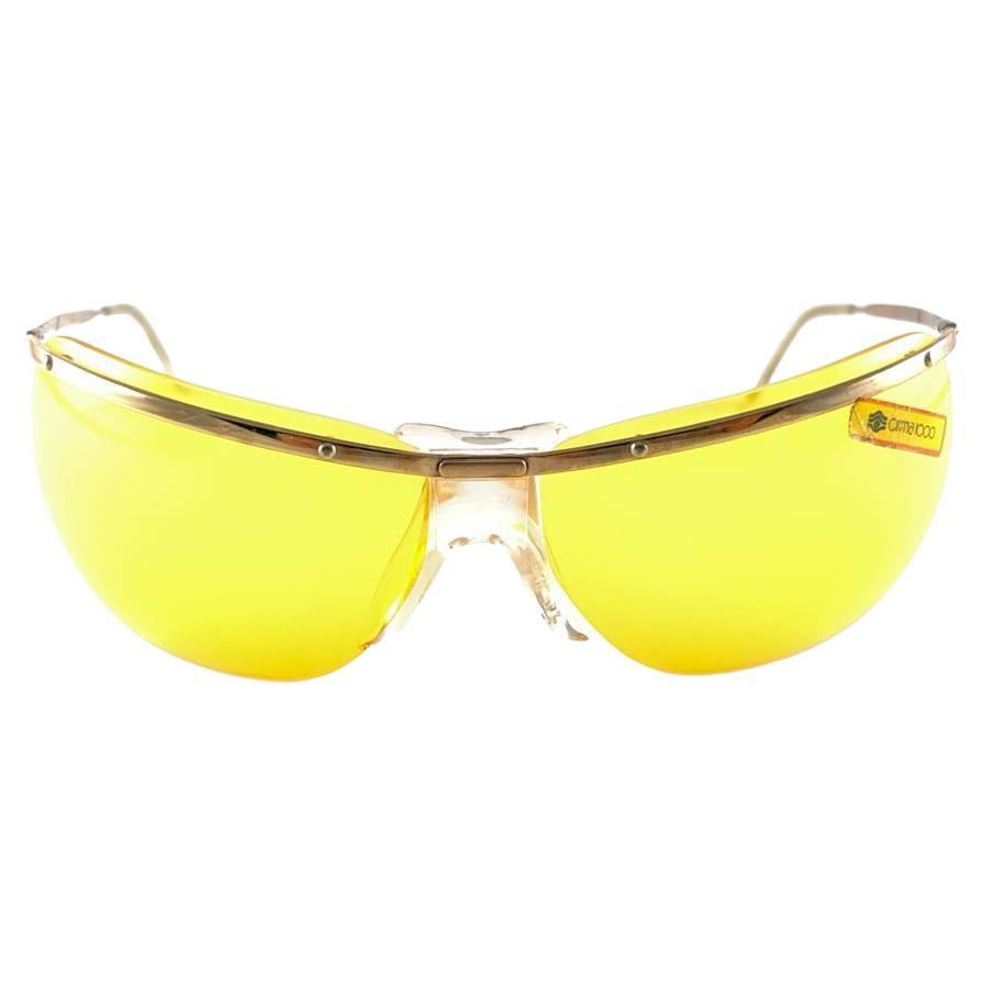 New Vintage Sol Amor Gold Yellow Lenses Rimless Wrap Frame Sunglasses ...