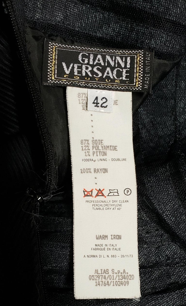 Rare VINTAGE VERSACE BLACK DRESS 42 - 8 For Sale at 1stDibs