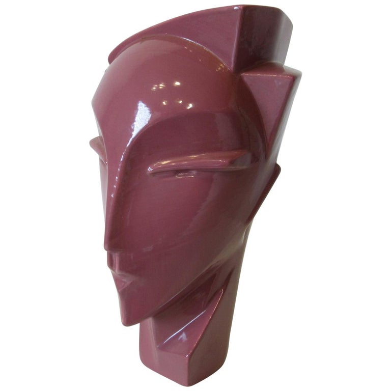 New Wave / Art Deco Styled Pottery Head by Haeger at 1stDibs